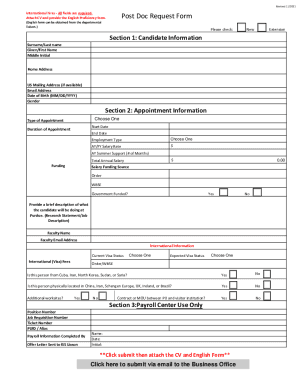 Fillable Online Post Doc Request Form Fax Email Print - pdfFiller