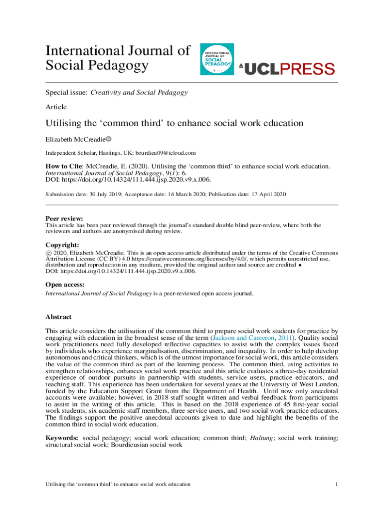 Fillable Online Utilising the 'common third' to enhance social work ...
