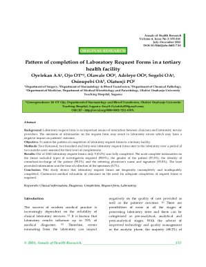 Fillable Online Pattern of completion of Laboratory Request Forms in a ... Fax Email Print ...