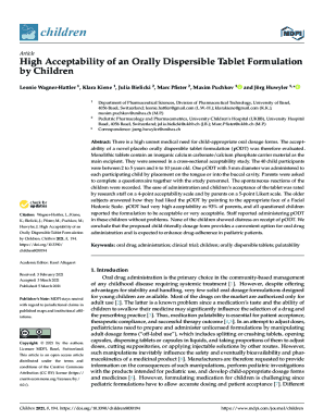Fillable Online High Acceptability of an Orally Dispersible Tablet ...