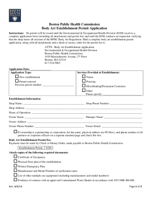 Fillable Online Boston Public Health Commission Body Art Establishment ...