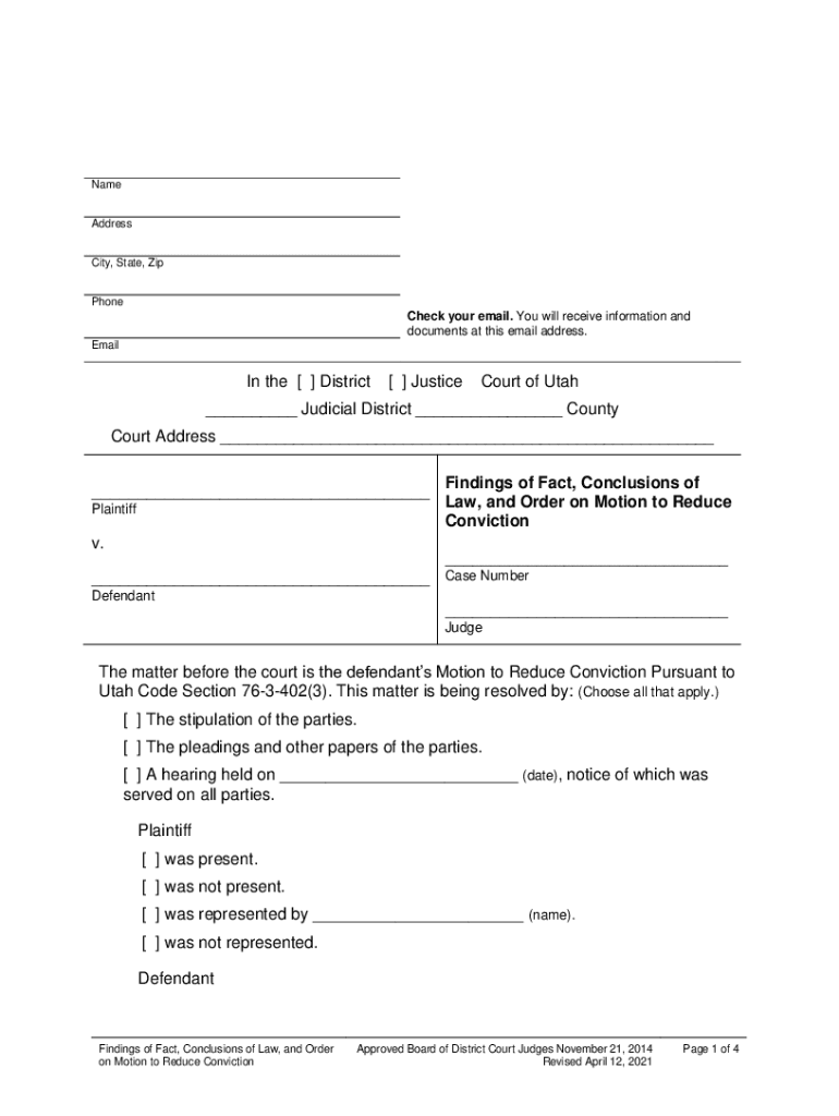 Fillable Online Findings of Fact, Conclusions of Law, and Order on ...