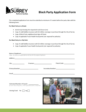 Fillable Online Block Party Application Form. Block Party Application ...