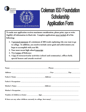Fillable Online CISD Foundation Scholarship Application Form. CHS ...