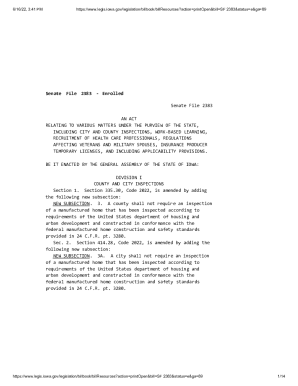 Fillable Online Enrolled Senate File 2383 AN ACT RELATING ...