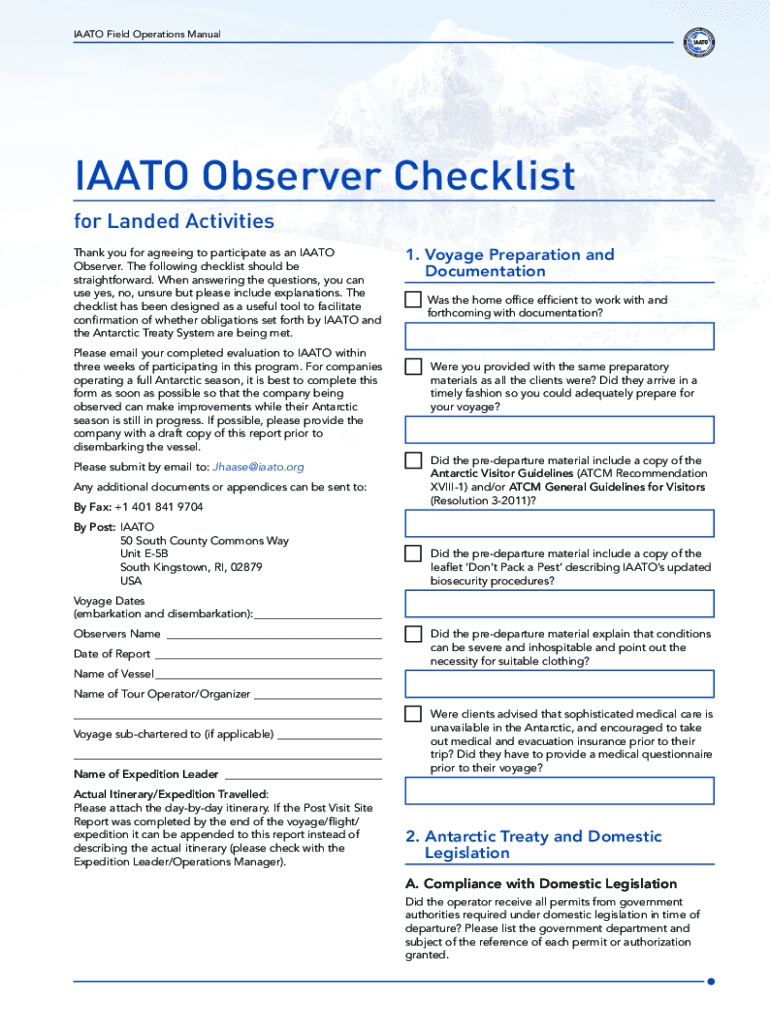 Fillable Online for Landed Activities - iaato.org Fax Email Print ...