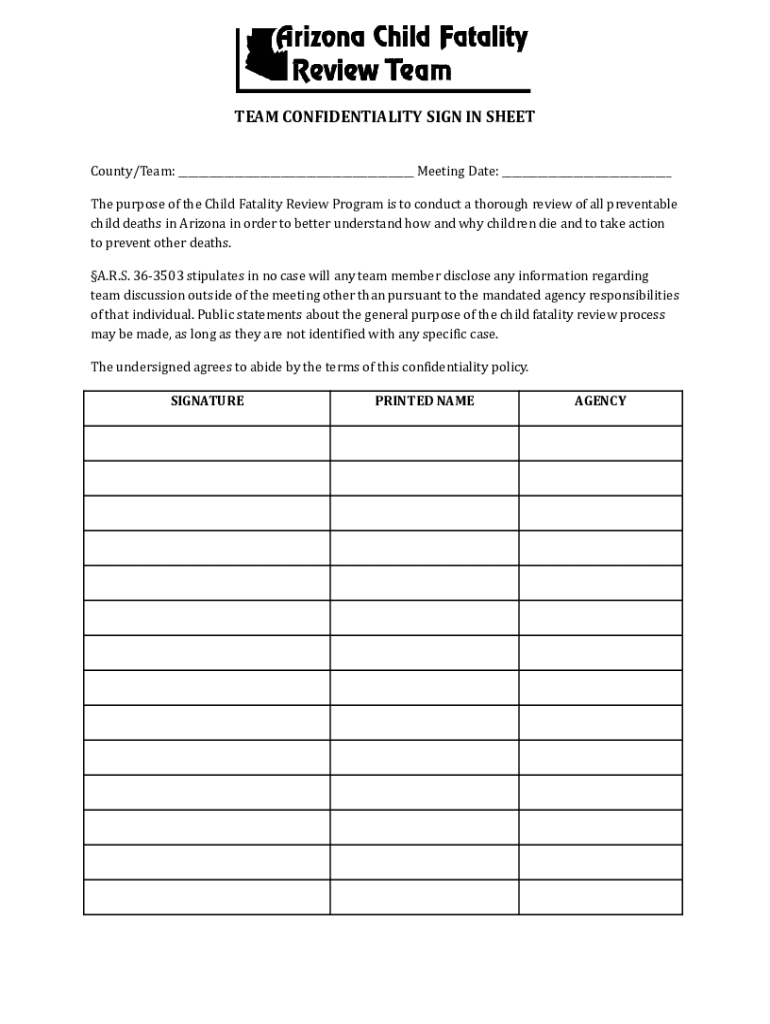 Fillable Online TEAM CONFIDENTIALITY SIGN IN SHEET.docx Fax Email Print ...