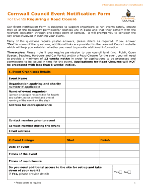 Fillable Online docslib.orgdoc4401205Cornwall Council Event Notification Form for Events That Do ...