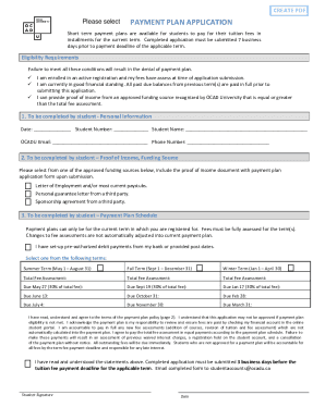 Fillable Online Payment plan application form update Fax Email Print ...