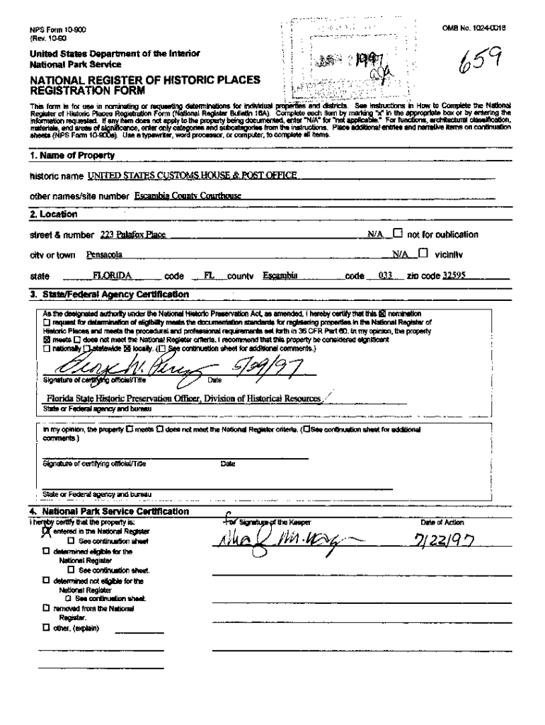 Fillable Online National Park Service National Register of Historic Places NATIONAL ... Fax ...