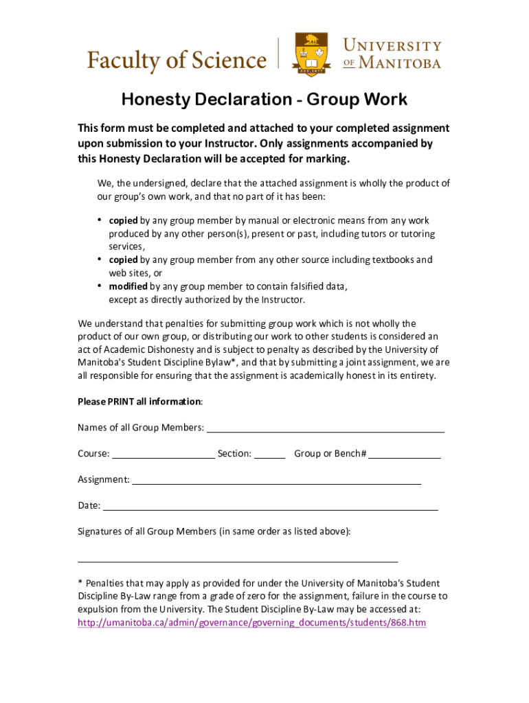 Fillable Online www.coursehero.comfile25547590Declaration of Group Work ...