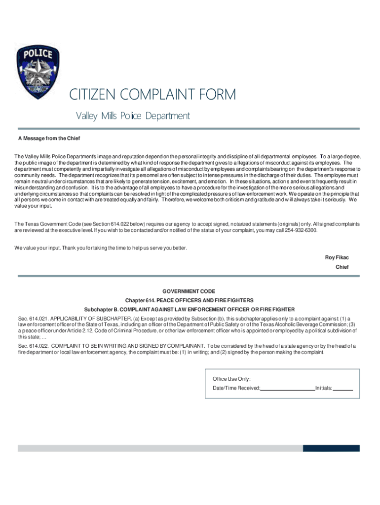 Fillable Online www.svfr.orgcitizens-complaint-procedure-and ...