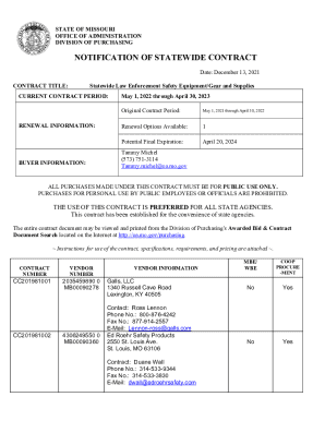 Fillable Online archive.oa.mo.gov purch noaNOTIFICATION OF STATEWIDE ...