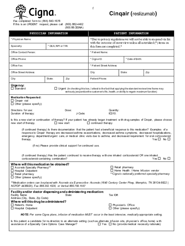 Fillable Online Cinqair CCRD Prior Authorization Form. Prior ...