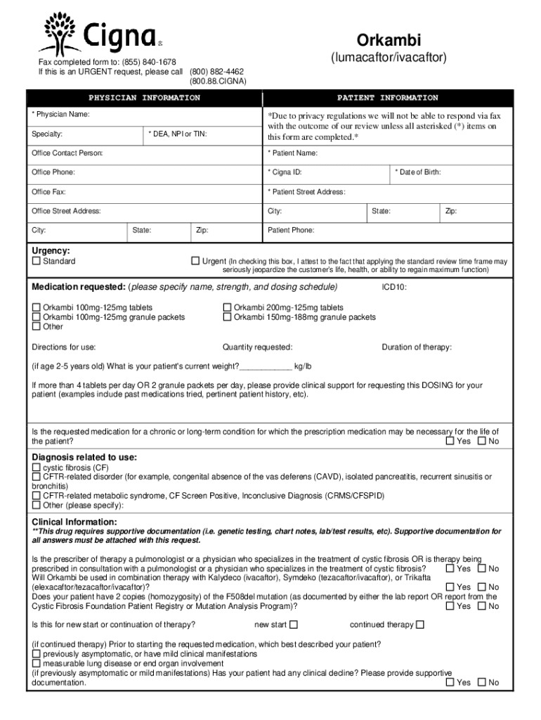 Fillable Online Orkambi CRD Prior Authorization Form. Prior ...