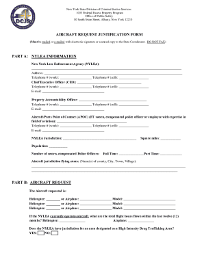 Fillable Online AIRCRAFT REQUEST JUSTIFICATION FORM PART A: NYLEA ...