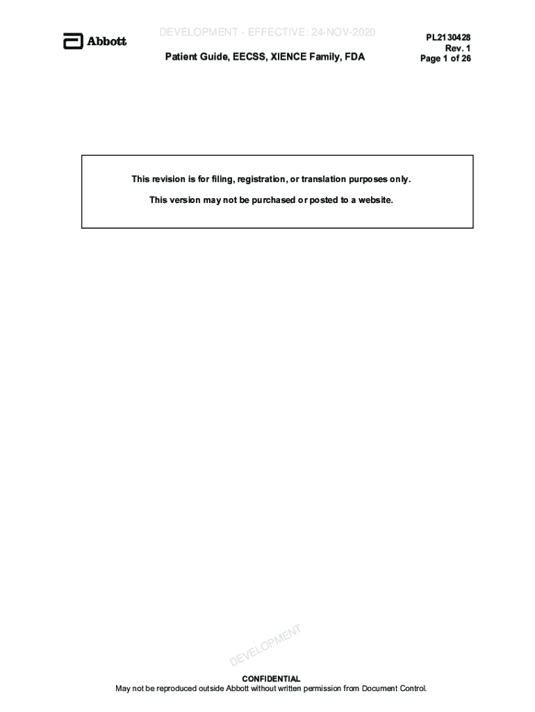 Fillable Online www.accessdata.fda.govcdrhdocspdf7PL2100039 Rev. C Patient Guide, EECSS, XIENCE ...