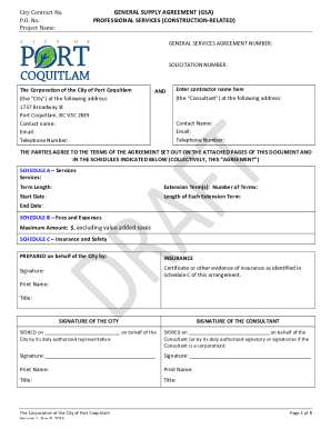 Fillable Online GENERAL SUPPLY AGREEMENT (GSA) P.O. No. PROFESSIONAL ...