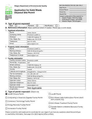 Fillable Online Application for Solid Waste Disposal Site Permit ...
