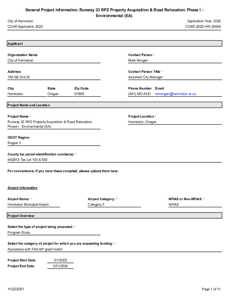 Fillable Online Runway 23 RPZ Property Acquisition & Road Relocation ...