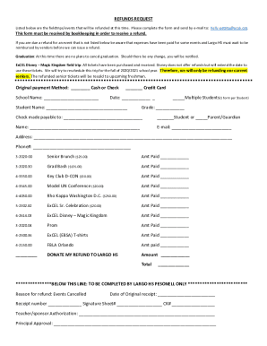 Fillable Online REFUNDS REQUEST Original payment Method Fax Email Print ...