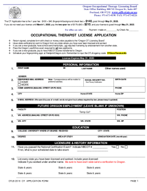Fillable Online State of Oregon: Blue Book - Occupational Therapy ...