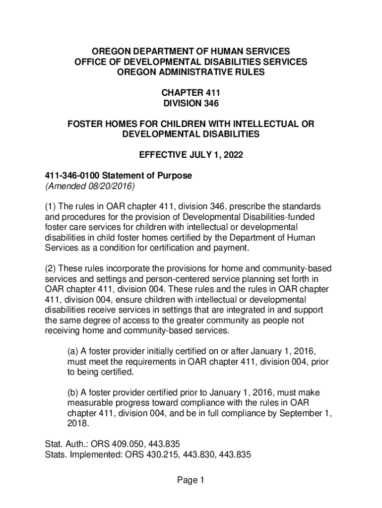 Fillable Online ODHS Administrative Rules and Policies - State of ...