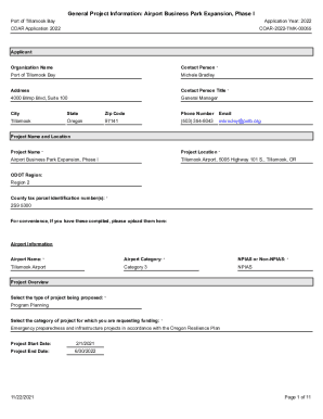 Fillable Online General Project Information: Airport Business Park ...