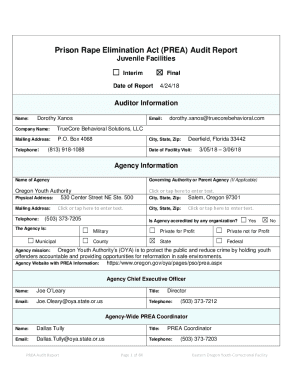 Fillable Online Prison Rape Elimination Act (PREA) Audit Report ...