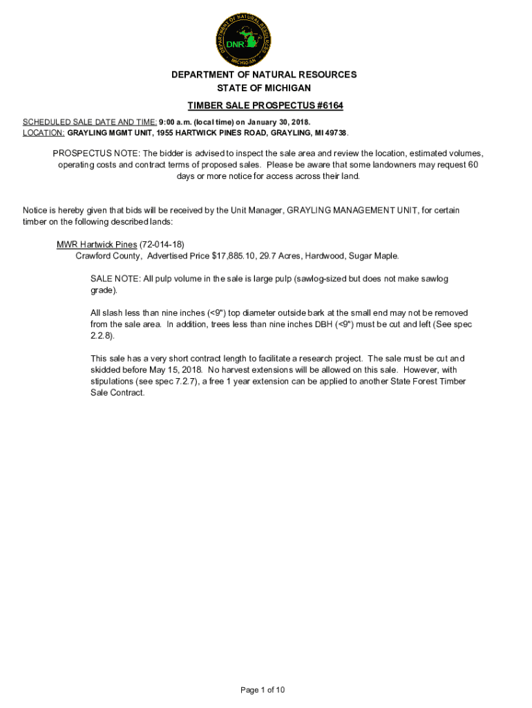 Fillable Online TIMBER SALE PROSPECTUS #6164 Fax Email Print - pdfFiller