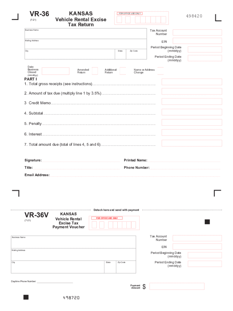Fillable Online www ksrevenue VR-36 Vehicle Rental Tax Return and ...