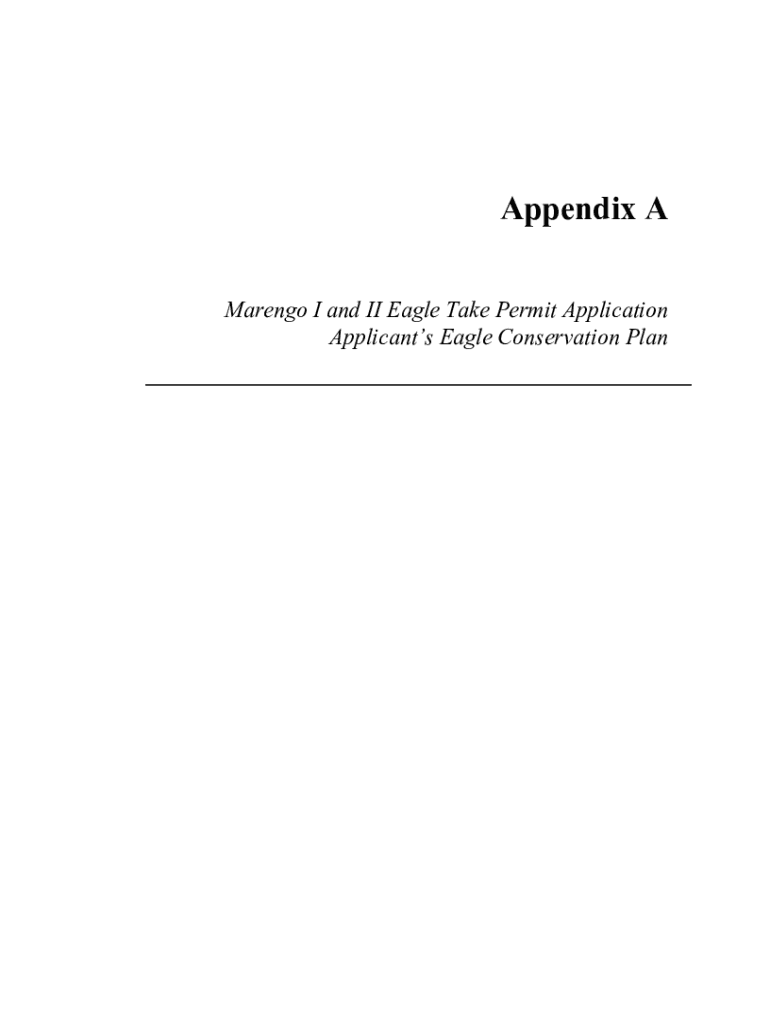 Fillable Online Marengo I and II Eagle Take Permit Application Bayesian Eagle ... - FWS Fax ...