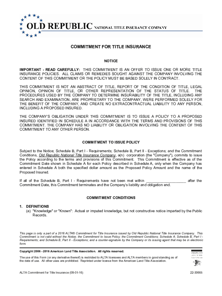 Fillable Online www.alta.orgpolicy-formsdownloadSubALTA COMMITMENT FOR ...