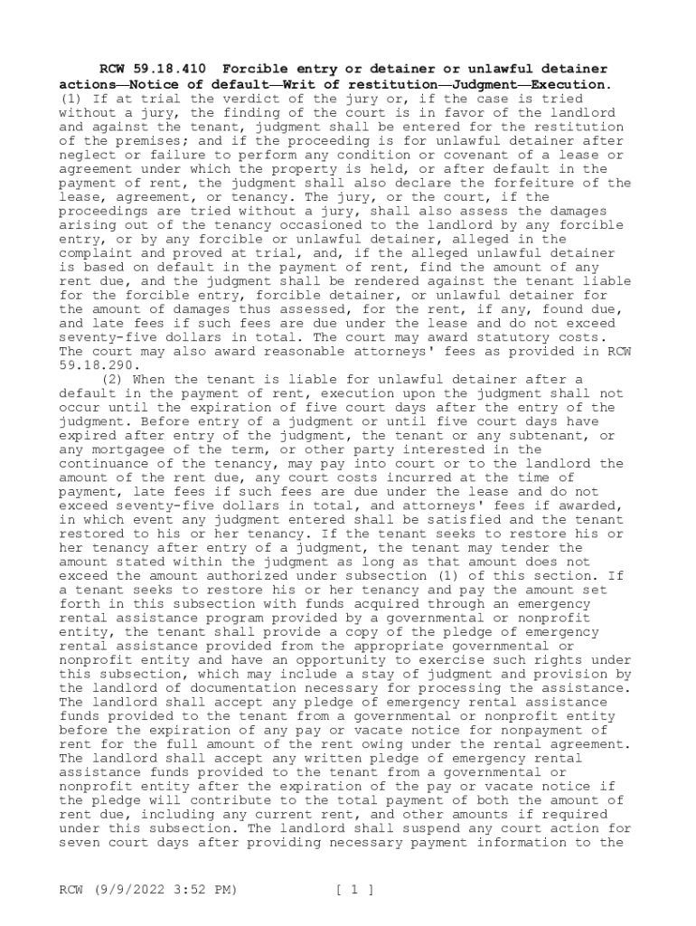 Fillable Online RCW 59.18.410: Forcible entry or detainer or unlawful ...