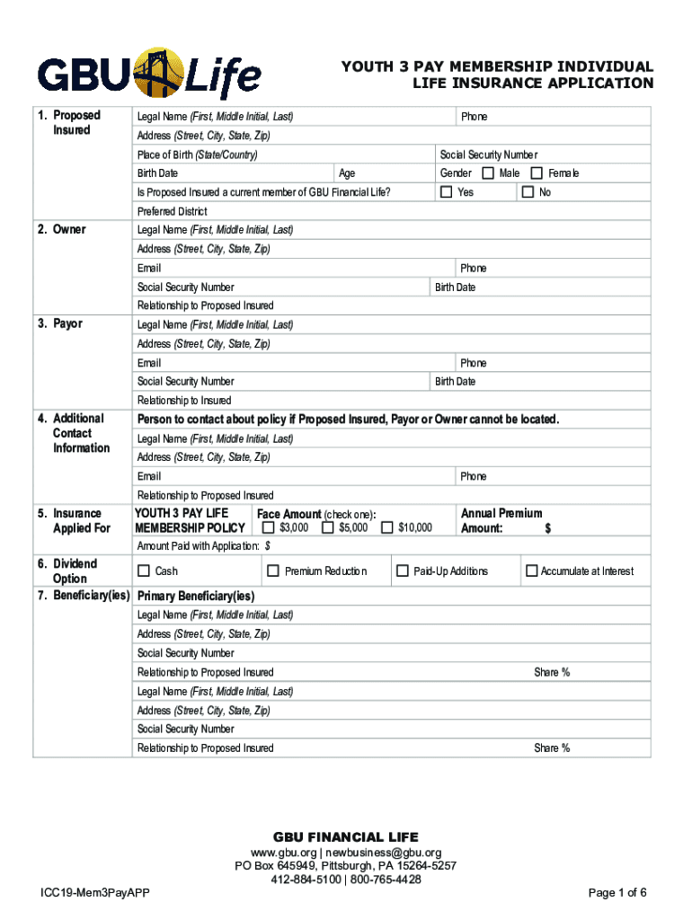 Fillable Online Application for Individual Life Insurance with the ...
