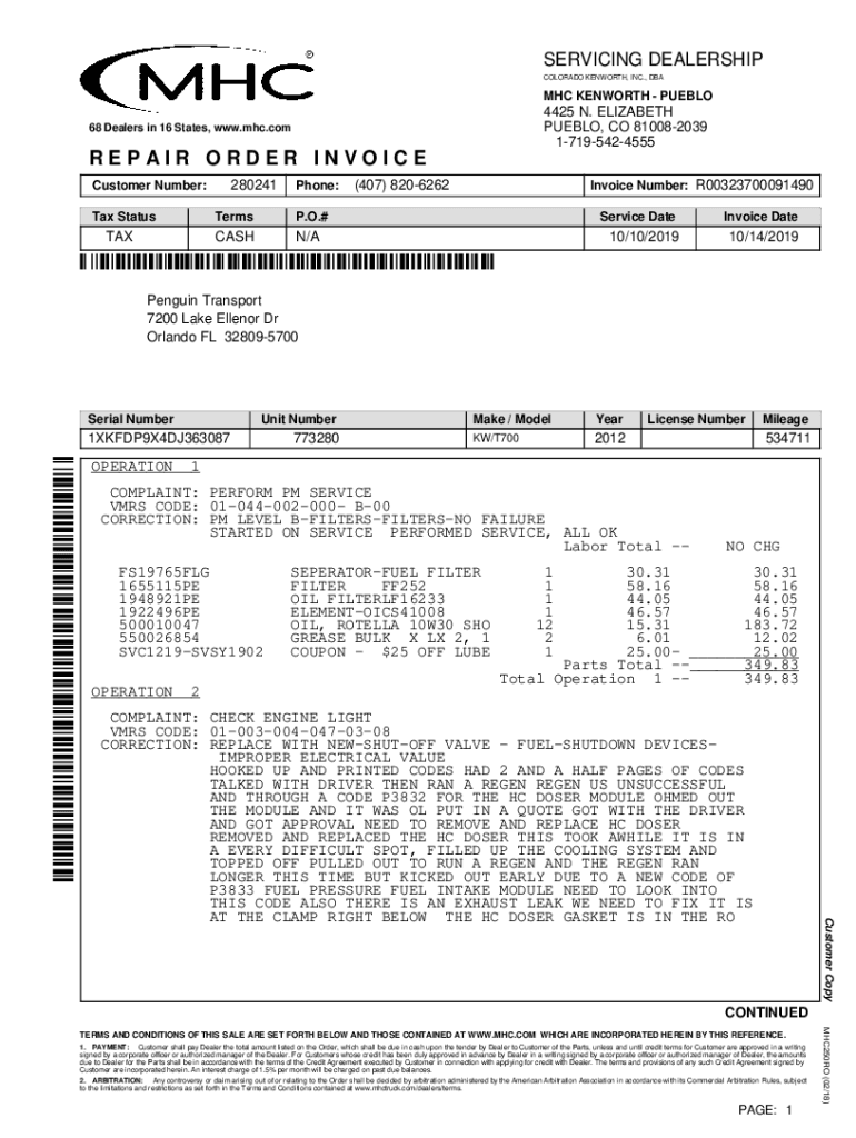 Fillable Online MHC Kenworth - Denver, COMHC TrucksMHC Kenworth ...