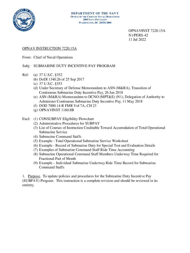Fillable Online DEPARTMENT OF THE NAVY OFFICE OF THE CHIEF OFDEPARTMENT ...