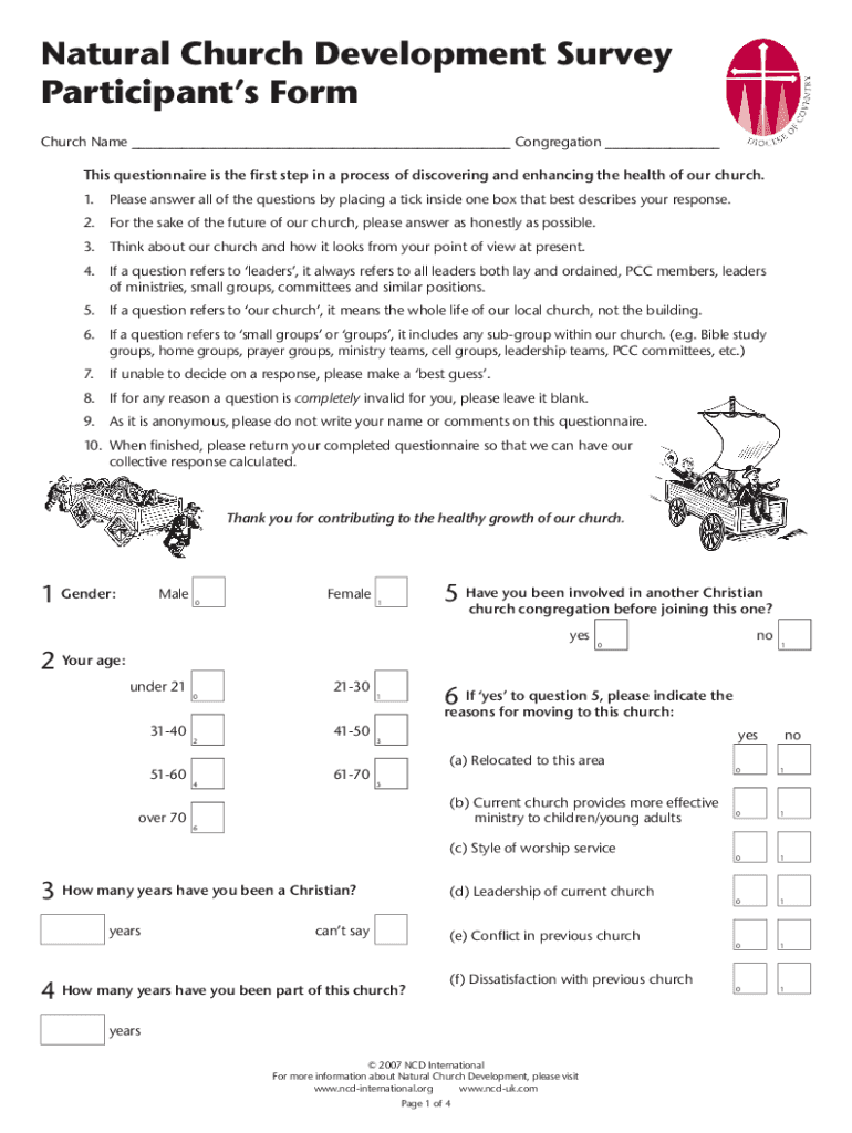 Fillable Online www.naturalchurchdevelopment.orgNatural Church ...