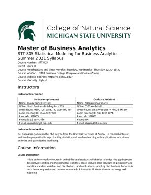 Fillable Online stt msu Master of Business Analytics - Michigan State University Fax Email Print ...