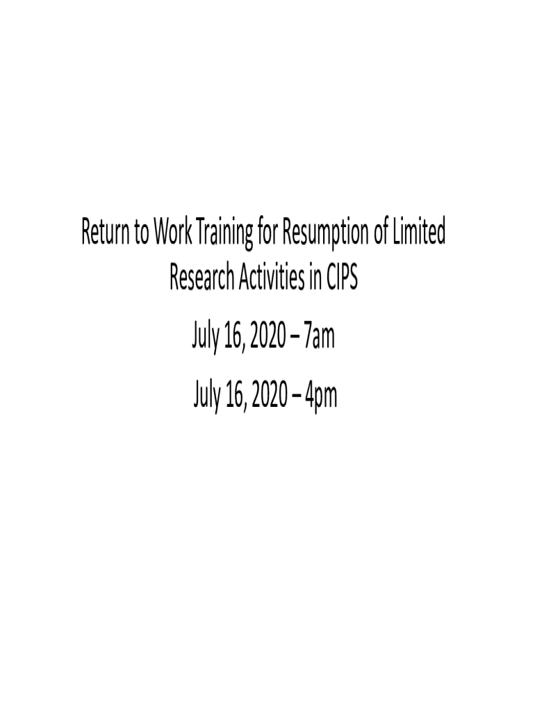 Fillable Online Return to Work Training for Resumption of Limited ...