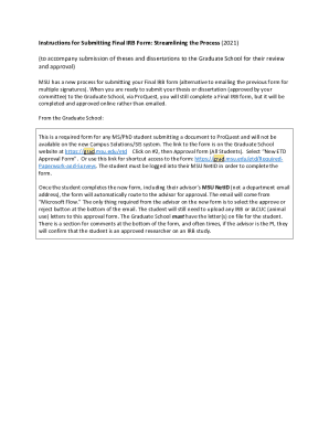 Fillable Online Instructions for Submitting Final IRB Form Fax Email Print - pdfFiller
