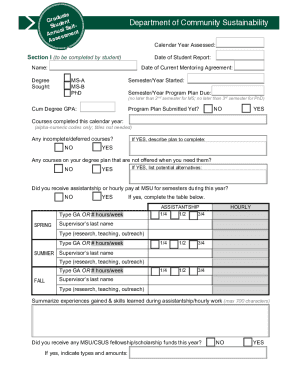 Fillable Online Graduate Student Annual Self-Assessment Form Fax Email ...