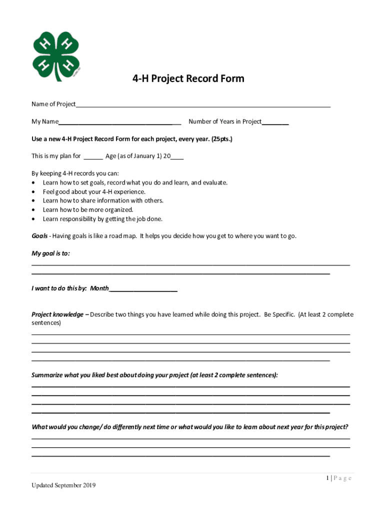 Fillable Online 4-H Project Sheets - Flathead County Extension Fax ...