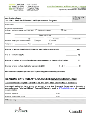 Fillable Online www2 gnb beef-herd-renewal-and-improvement-program-application.pdf Fax Email ...
