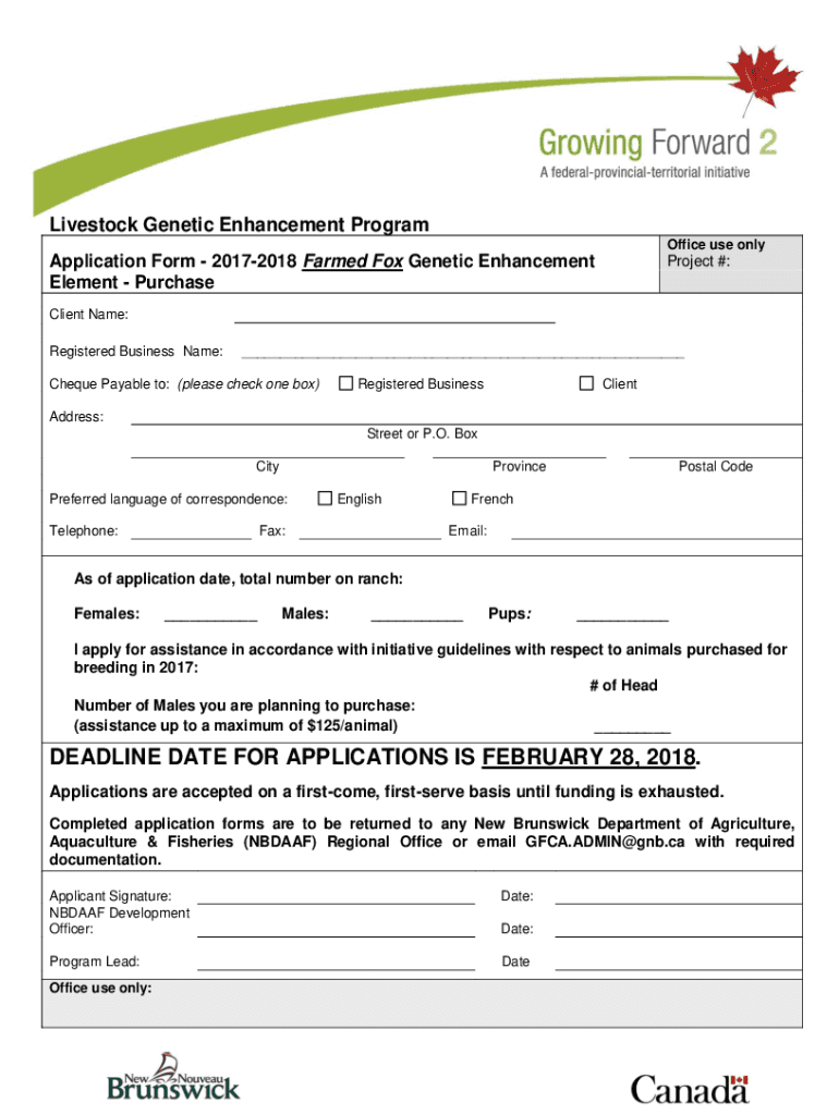 Fillable Online www2 gnb Livestock Genetic Enhancement Program ...