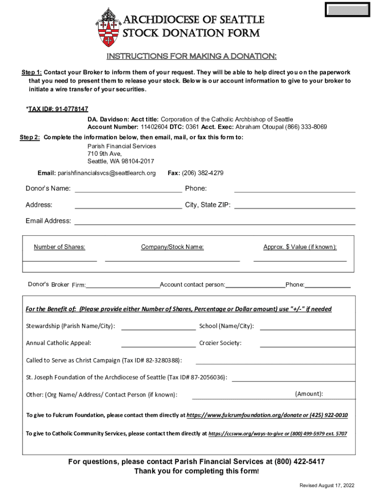 Fillable Online archseattle.orgwp-contentuploadsarchdiocese of seattle ...