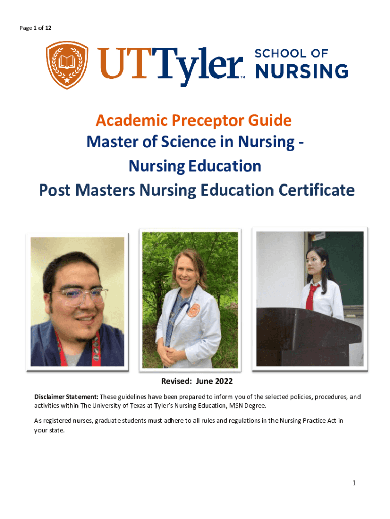 Fillable Online Academic Preceptor Guide - Master of Science in Nursing Fax Email Print - pdfFiller