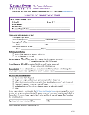 Fillable Online SUBRECIPIENT COMMITMENT FORM Fax Email Print - pdfFiller
