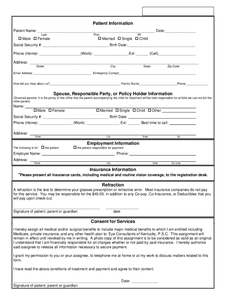 Fillable Online Sample New Patient Questionnaire - eyeconsultantsofkentucky.com Fax Email Print ...