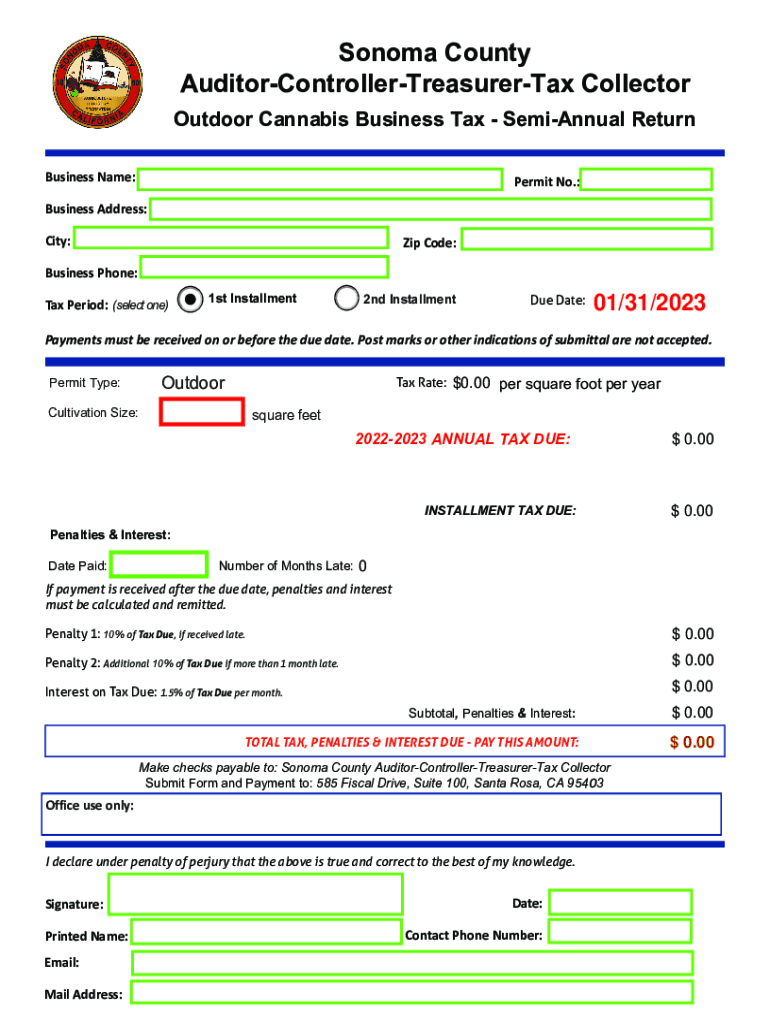 Fillable Online Sonoma County Auditor-Controller-Treasurer-Tax ...